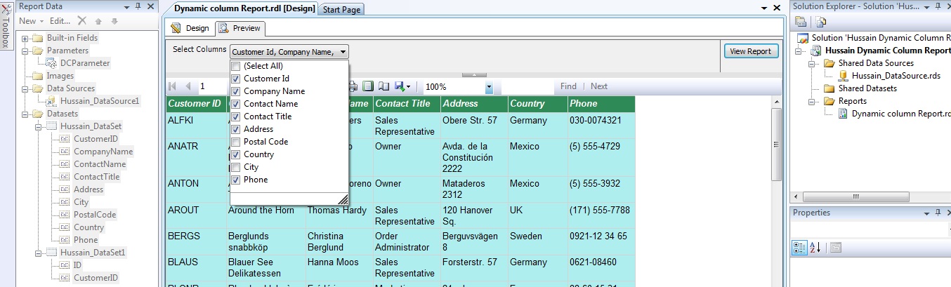 Msbi Question And Answer By Hussain Dynamic Column Report In Ssrs Step By Step