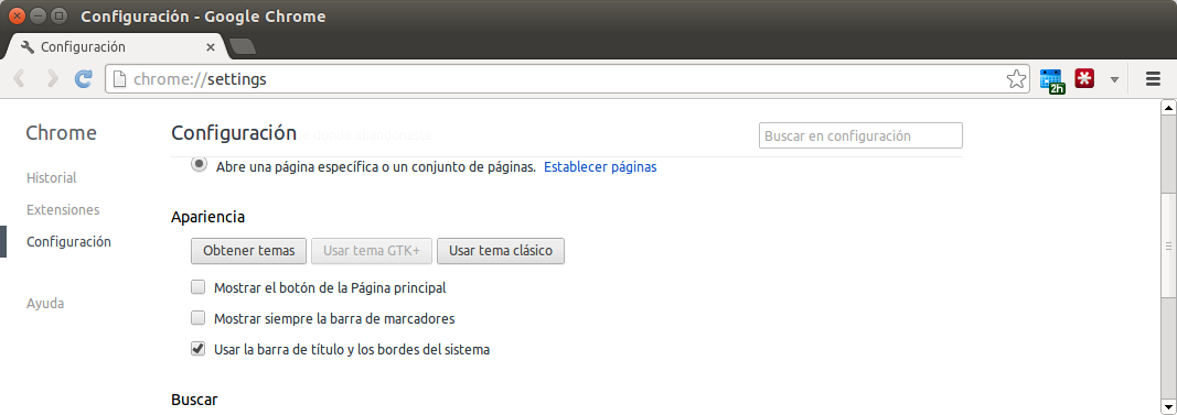 Como cambiar la posición de los botones en Chrome / Ubuntu 14.04