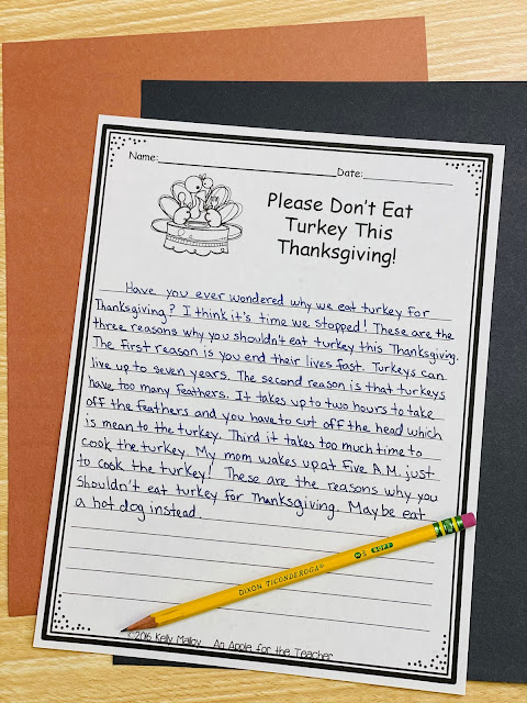 An Apple For The Teacher: Please Don't Eat The Turkey! Fun Writing Prompt