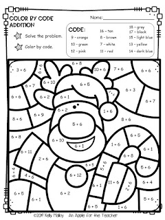 An Apple For The Teacher: Christmas Color By Number Worksheets