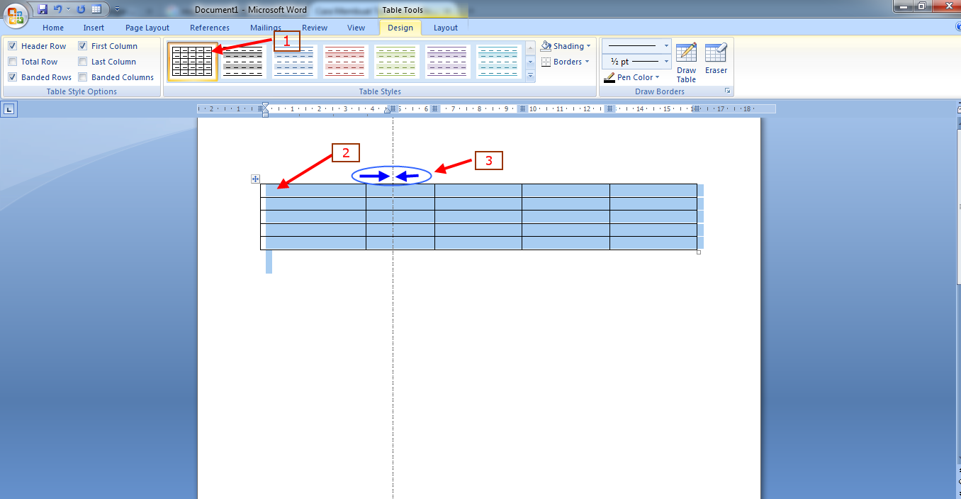Panduan tentang membuat Table dalam Microsoft Word 2007