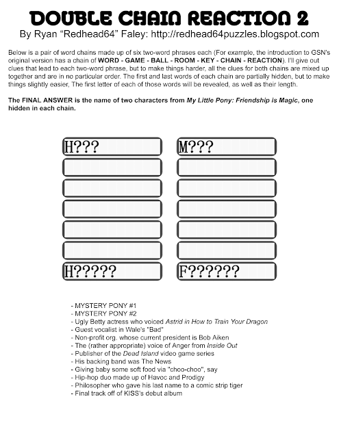 Redhead64's Obscure Puzzle Blog!: PUZZLE #32: Double Chain Reaction 2