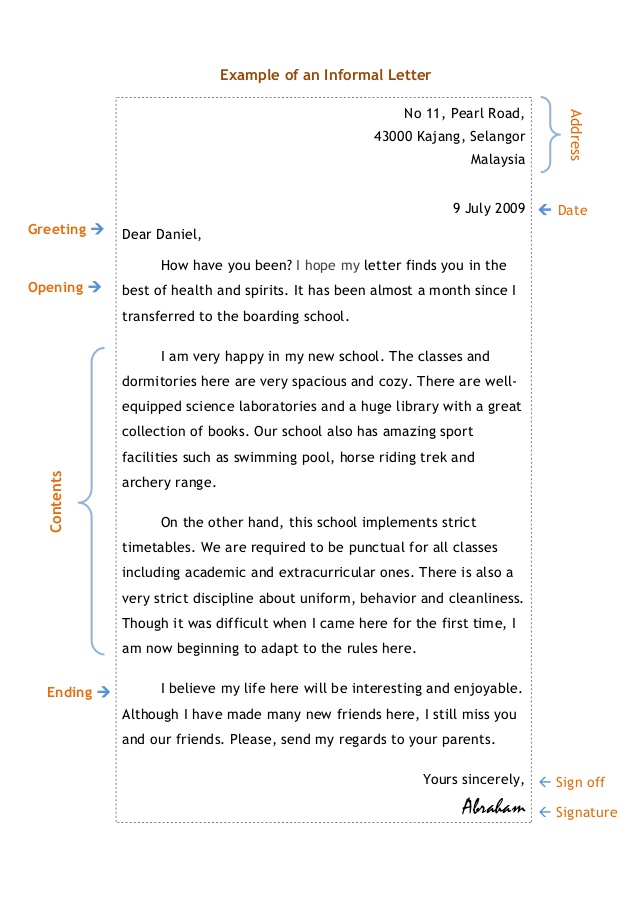 Format Of Informal Letter - Formal Letters