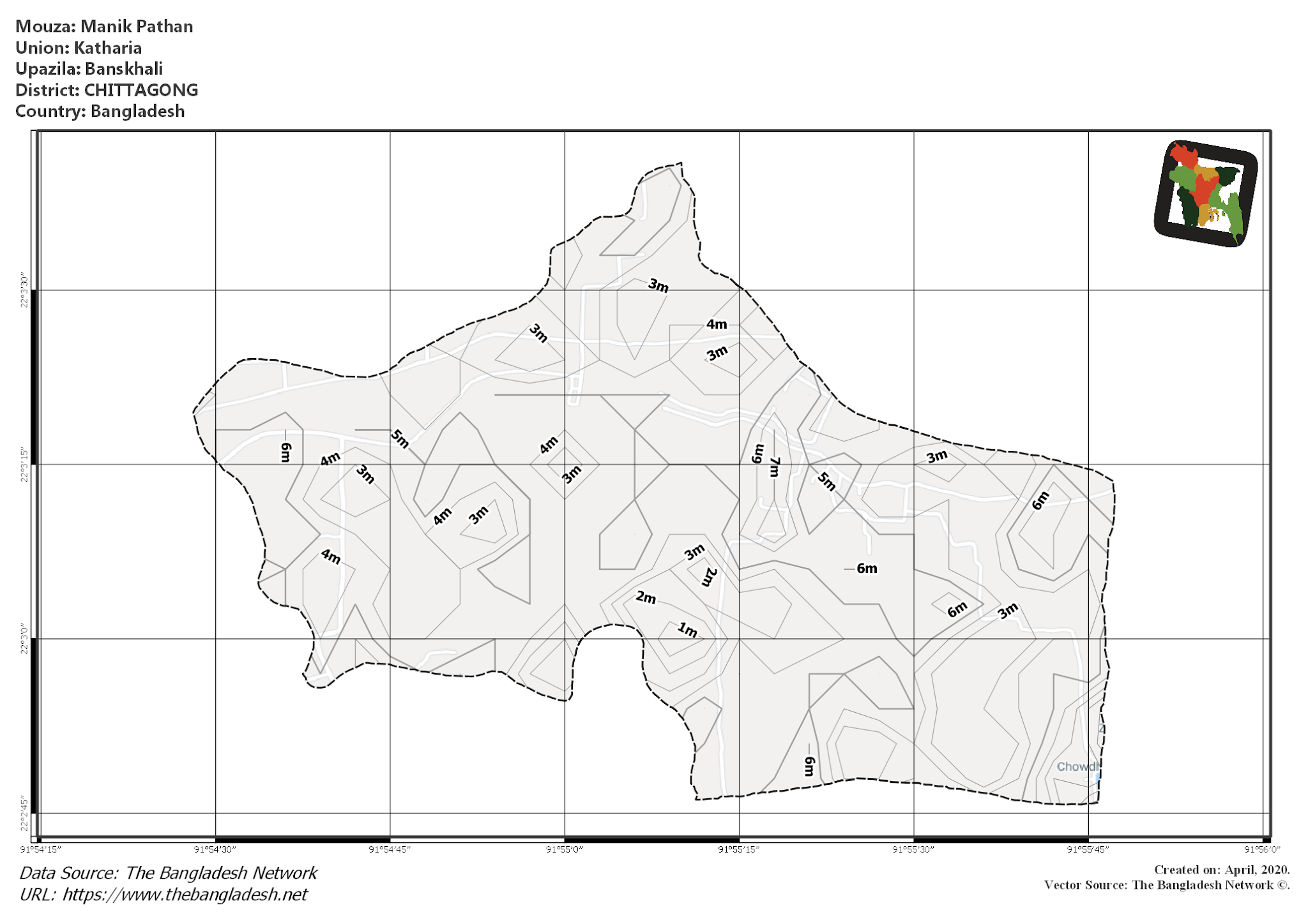 Map of Manik Pathan Mouza, Banskhali, Chittagong