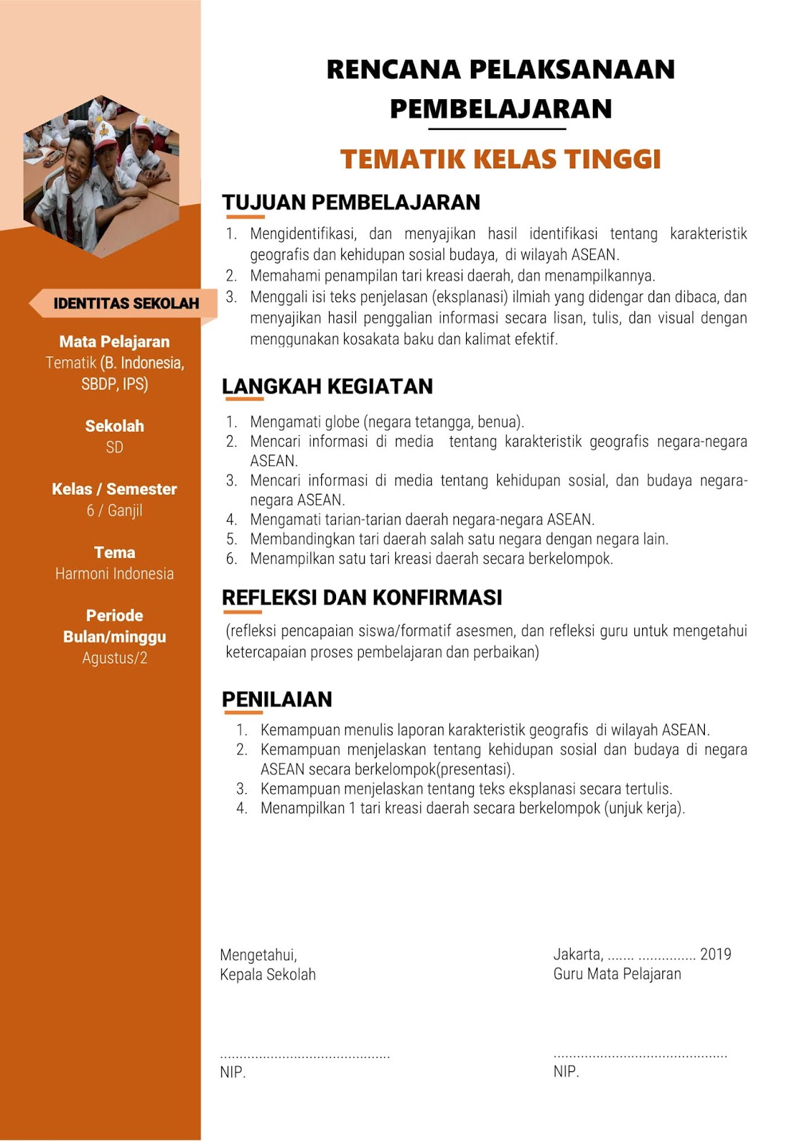 Contoh RPP Inspiratif SD Kelas 6 Tahun 2020 - KURIKULUM 2013