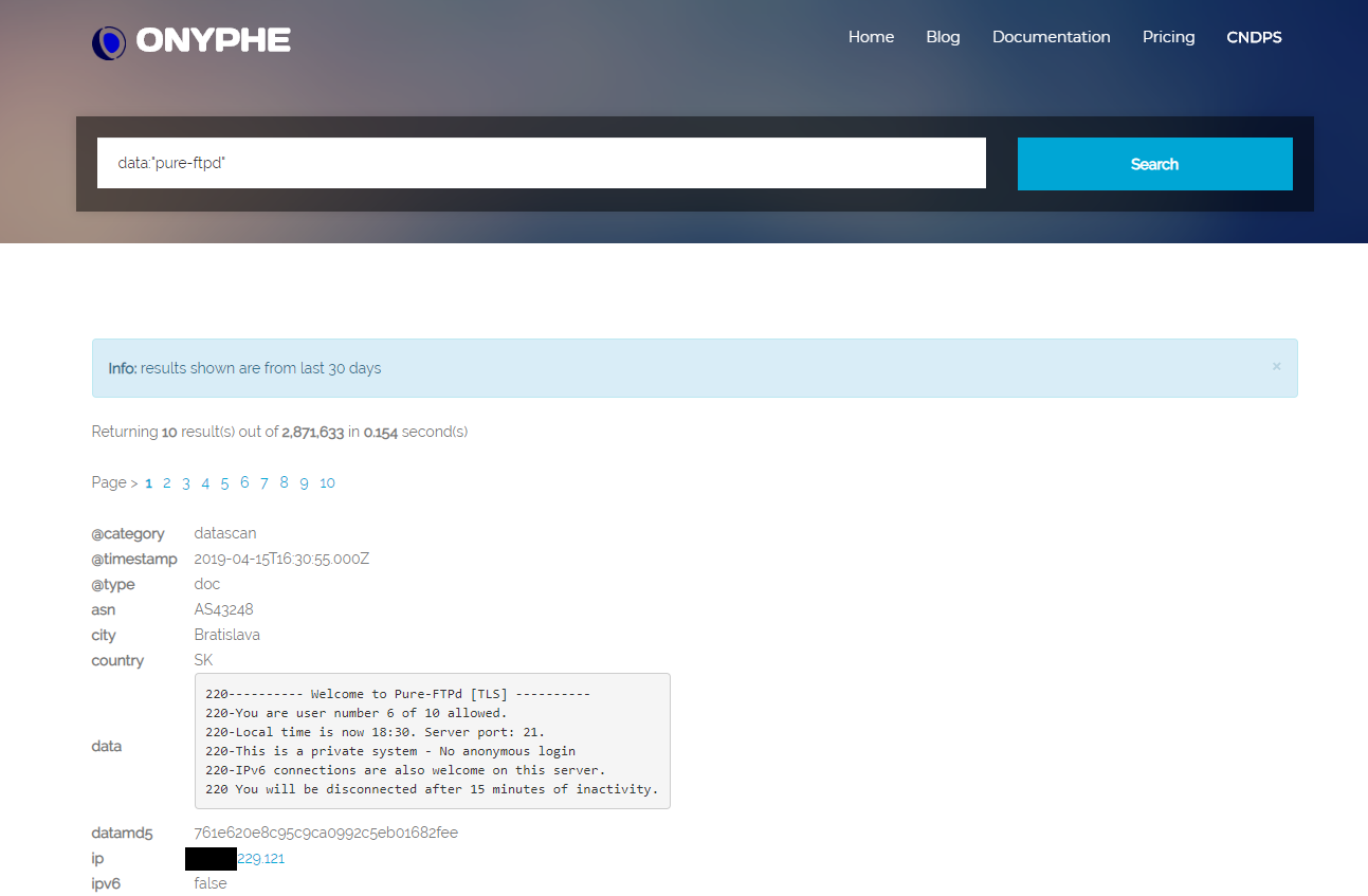 Buscando activos con onyphe.io