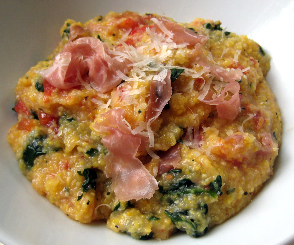 Cook Food. Mostly Plants.: Easy Polenta with Prosciutto and Tomatoes