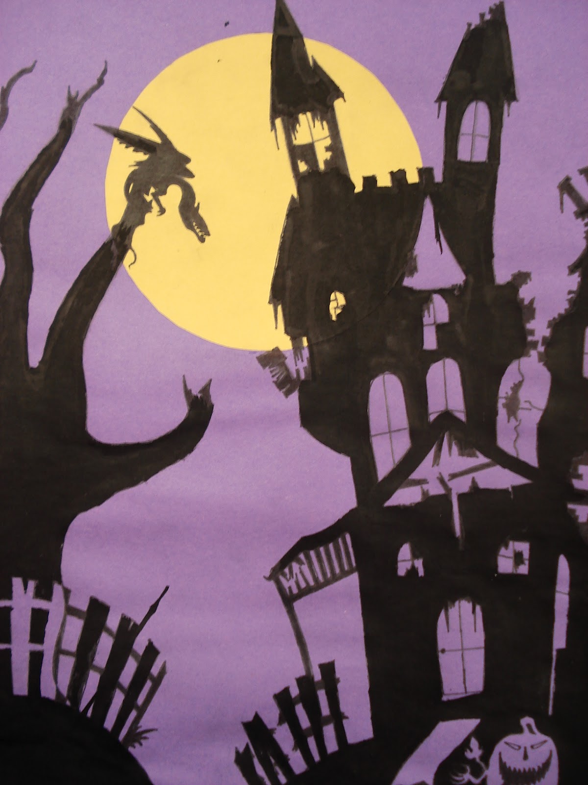 a faithful attempt: Haunted House Silhouette Painting