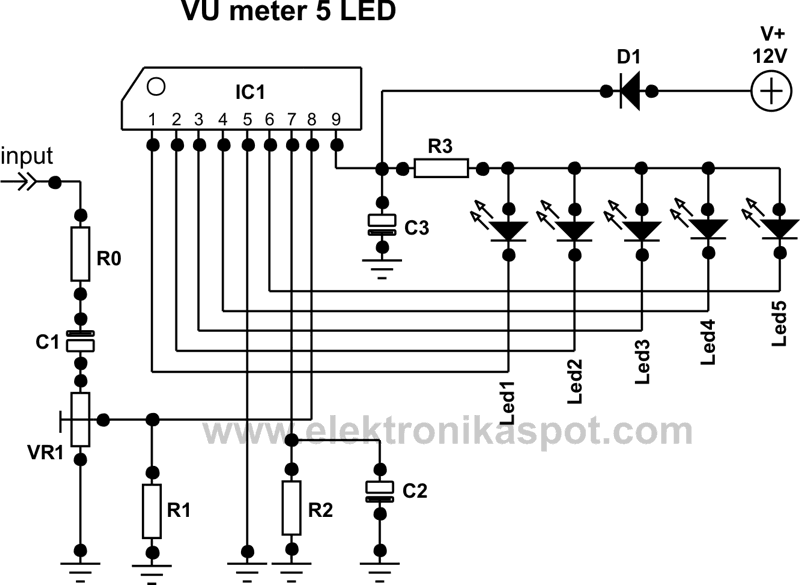 Level Meter Dengan 5 LED | Elektronika Spot
