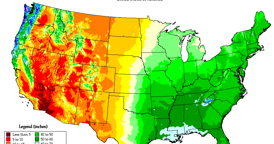 USA: Annual Average Precipitation