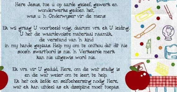 TEKKIE TONIC HTS WELKOM: Gebed van 'n onderwyser ...