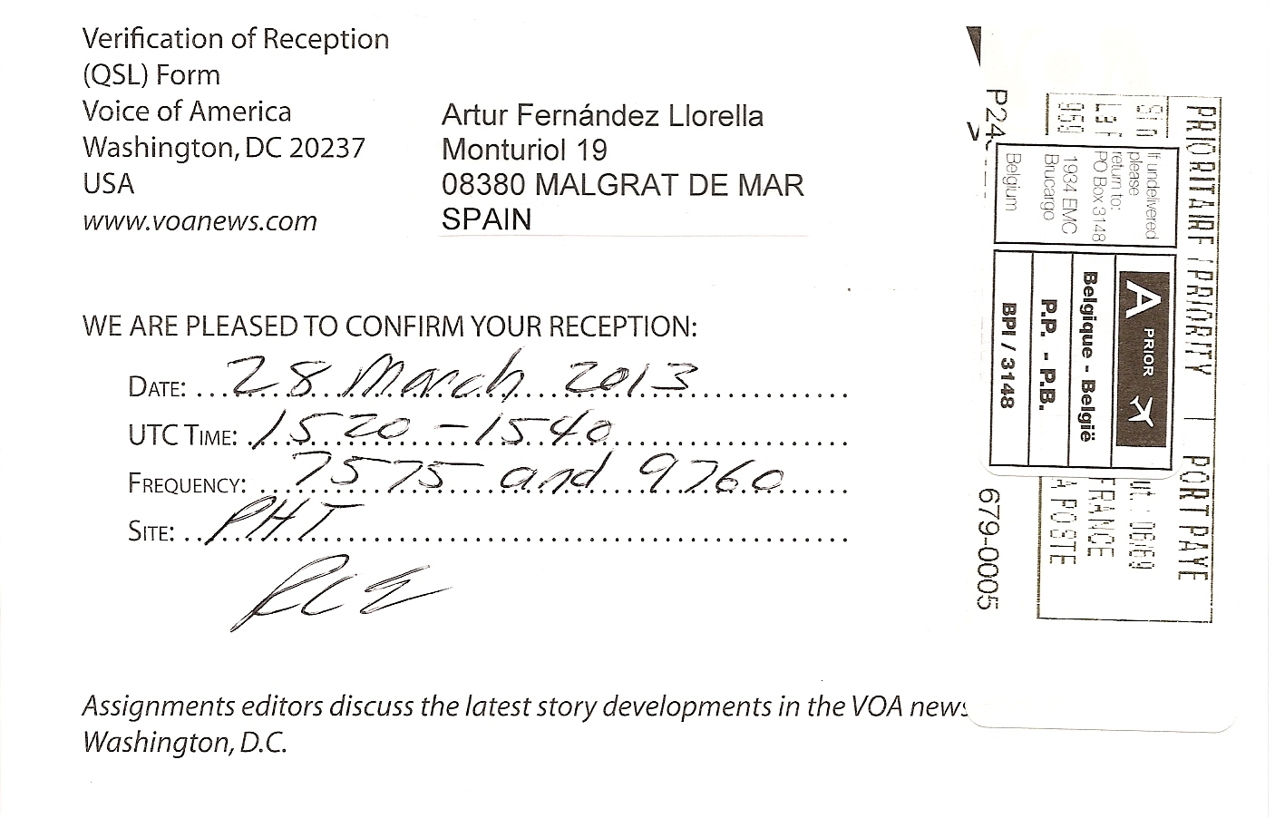 MARESME DX: QSL VOA Tinang