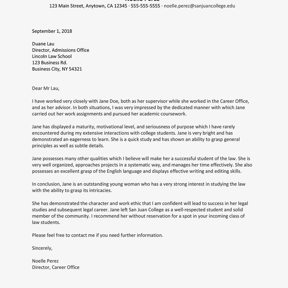 Lsac Letter Of Recommendation - Formal Letter