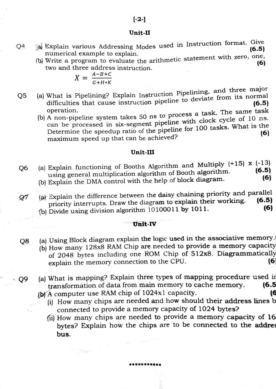 BCA 3rd Semester: Computer Architecture - Question Paper - 2015 ...