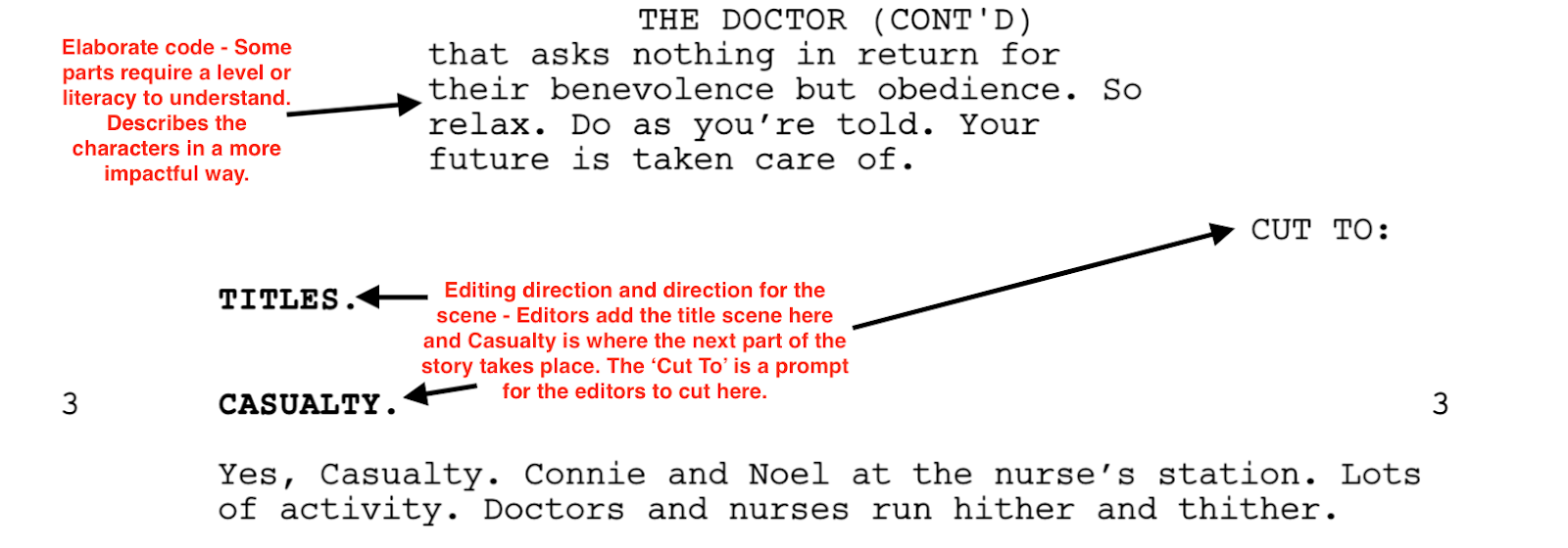 Benjamin Brown (4030): Script writing annotations - P1.