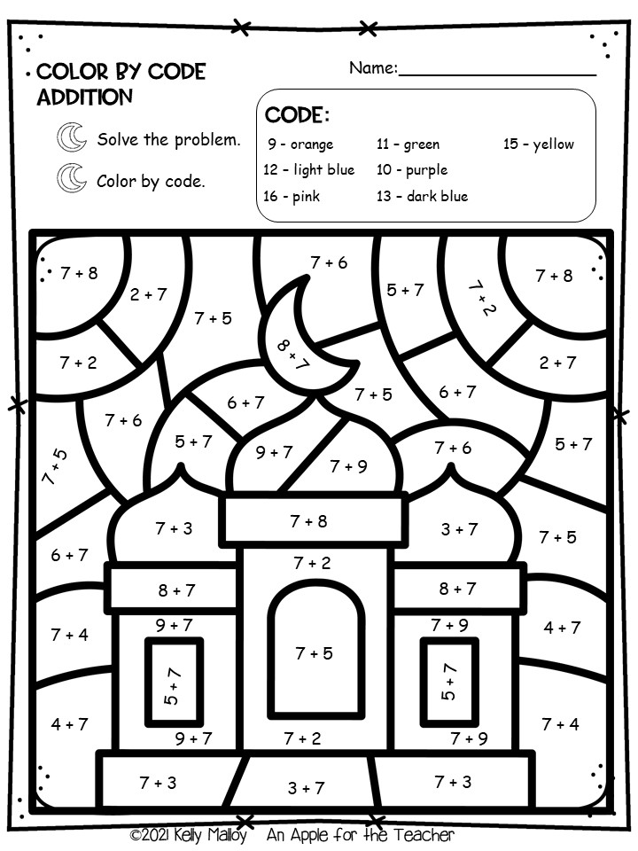 An Apple For The Teacher: Ramadan Color By Number Math Facts Practice ...
