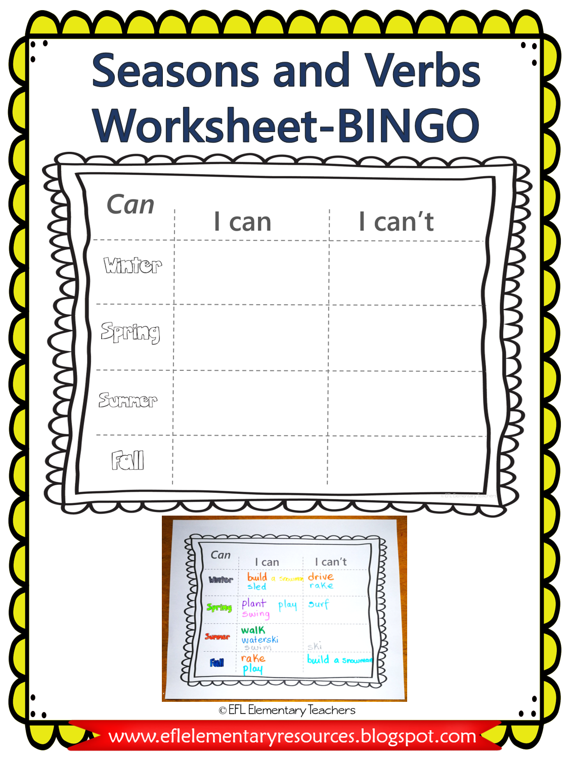 EFL Elementary Teachers: Seasons and verbs for ESL