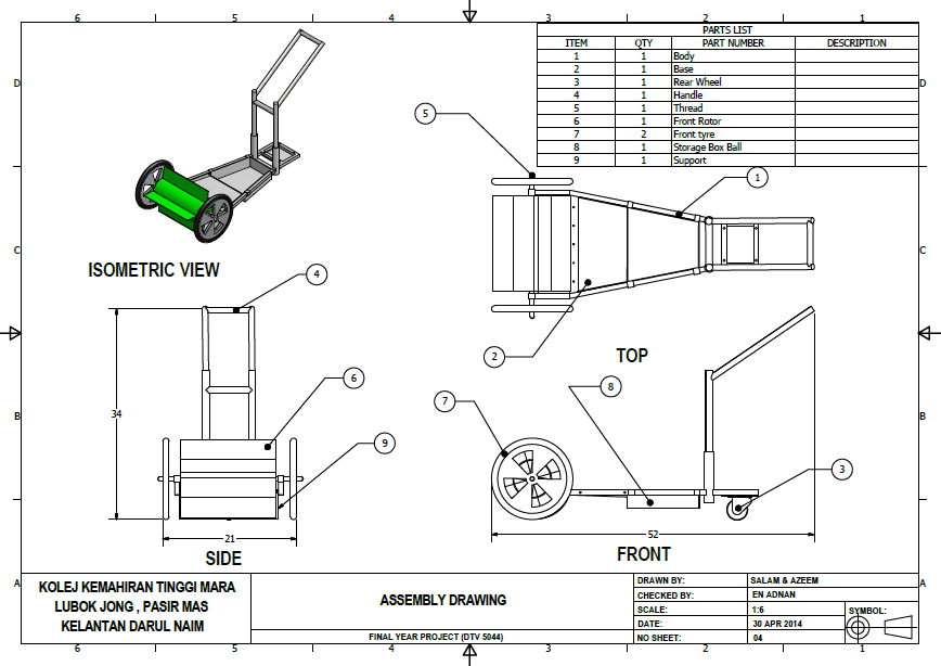 golf ball collector: Drawing. Detail Drawing, Assembly drawing ...