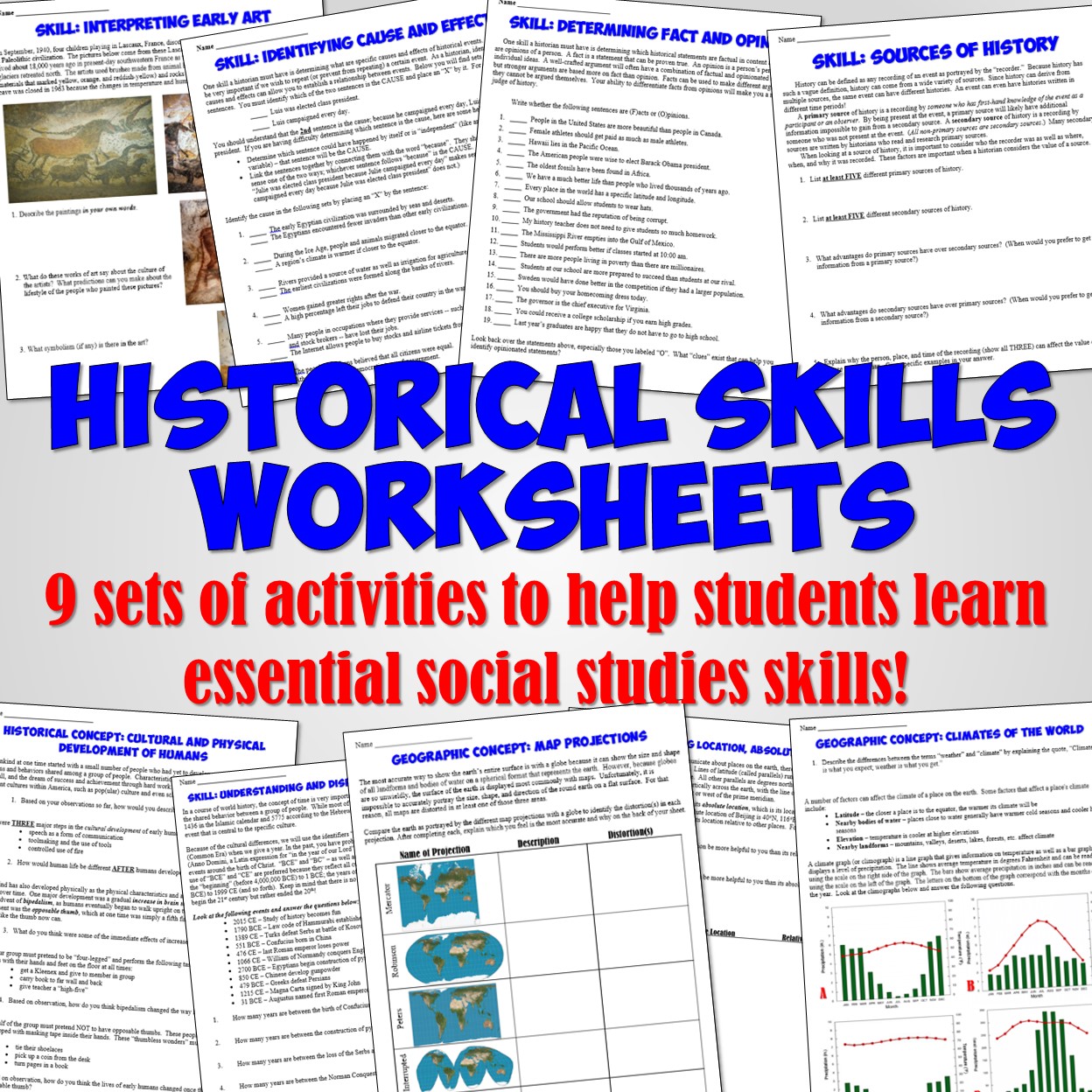 Students of History: Back to School Historical Skills Activities and ...