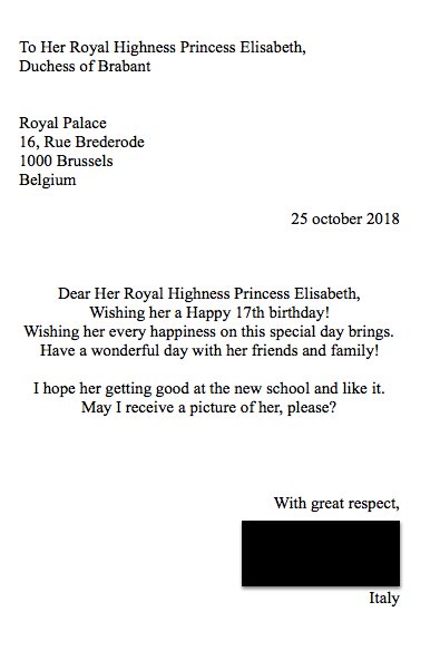 Gert's Royal Replies: Sample letters/cards - Birthdays