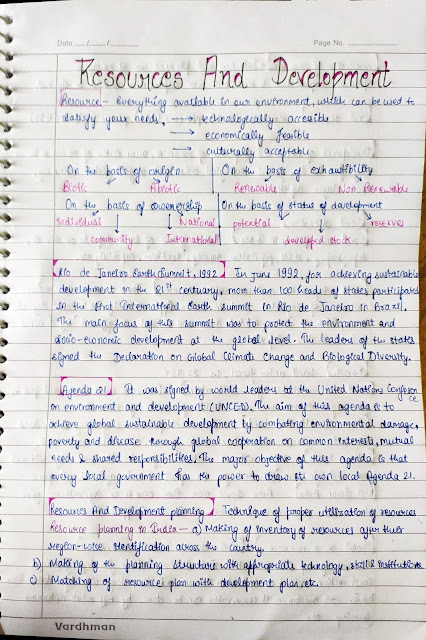 Resources And development class 10 notes