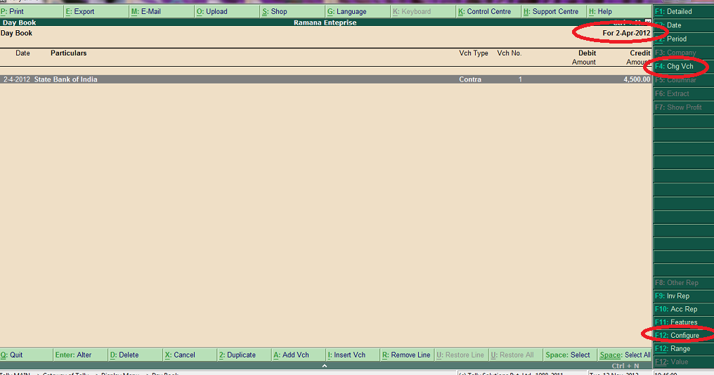 Tally ERP 9 Tutorial with Examples: Tally Tutorial Editing Vouchers