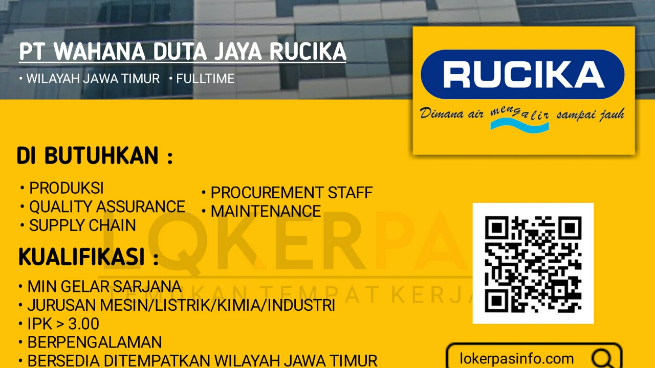 Lowongan kerja terbaru Pipa Rucika Jawa Timur 2021 - LOKERPASINFO