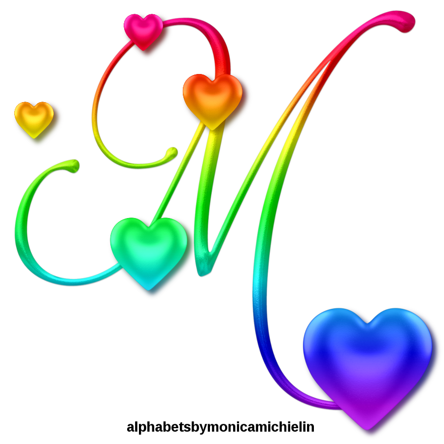 M. Michielin Alphabets: CLASSIC ANTIQUE FONT MULTI COLORS HEARTS ...