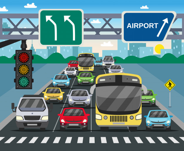 Desain Vektor Animasi Kemacetan Lalu Lintas Di Jalan Tol Jualdesainku