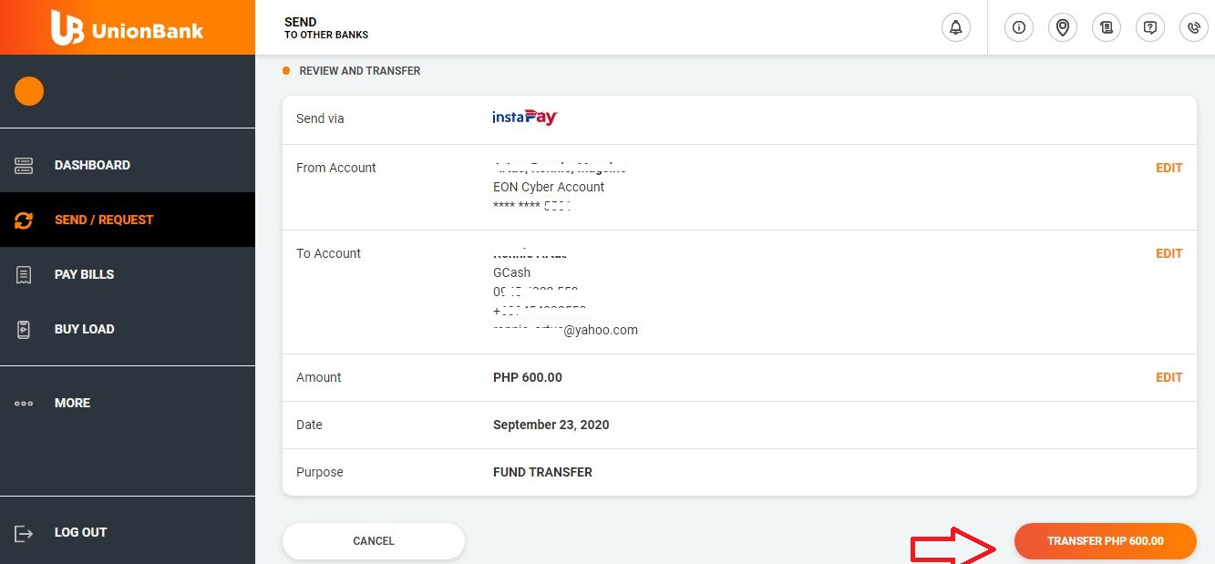How to Transfer Funds or Send Money to GCASH APPS via Online UnionBank