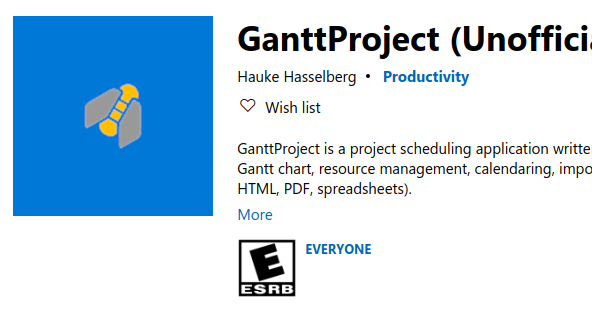 GanttProject Development Blog: GanttProject is now available from Microsoft Store