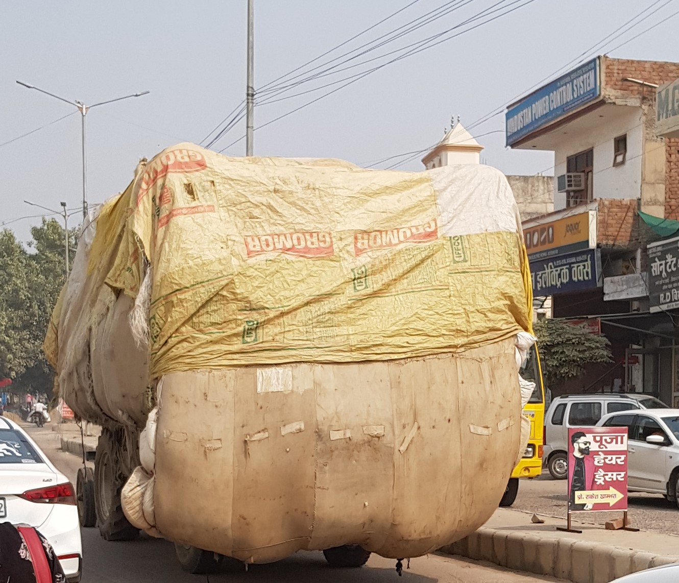 Overloaded Dry Fodder in a Tractor Trolley
