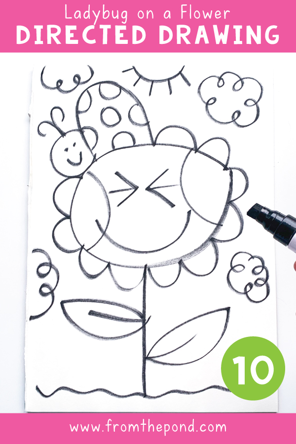 Ladybug on a Flower Directed Drawing | From the Pond