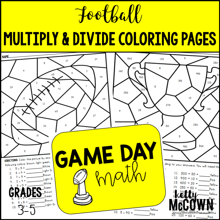 Kelly McCown: The BIG Game Multiplication & Division Coloring Pages