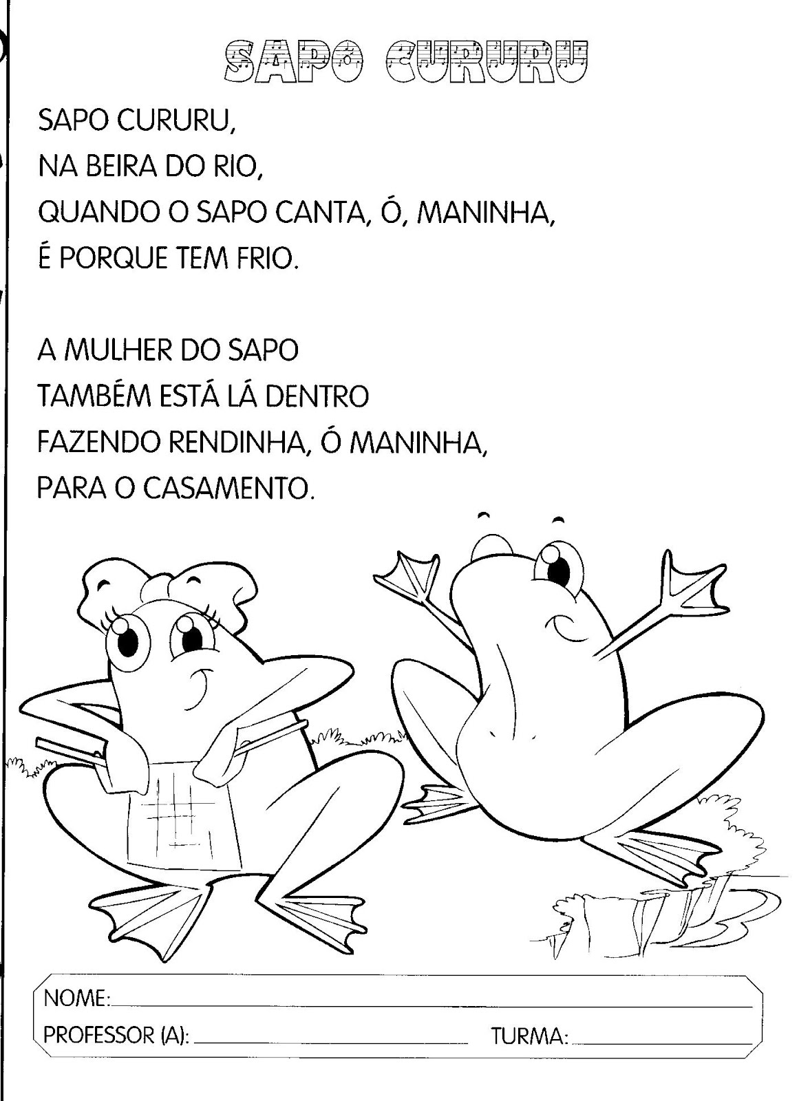 Atividade Sapo Cururu Educação Infantil - RETOEDU