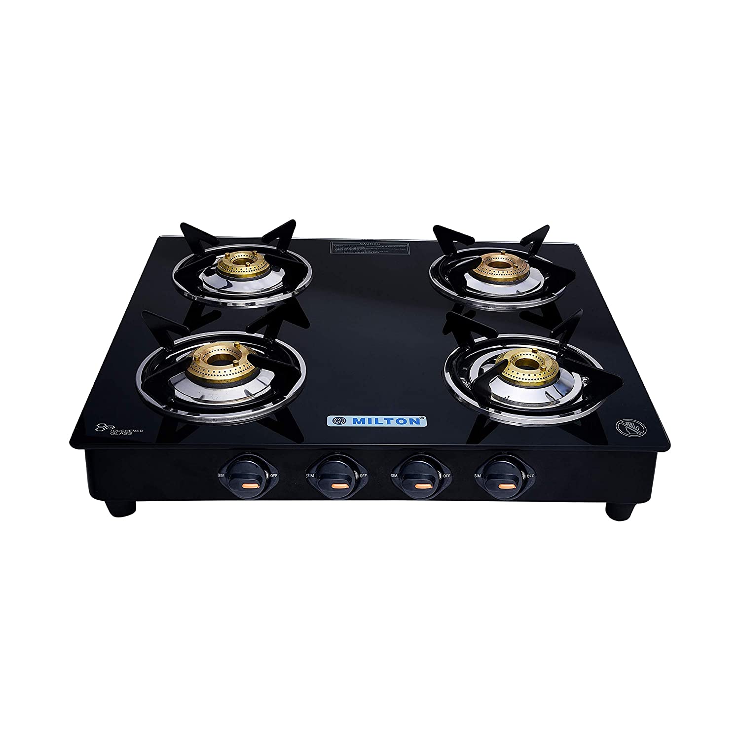Milton Premium 4 Burner Gas Stove with Black Glass Top