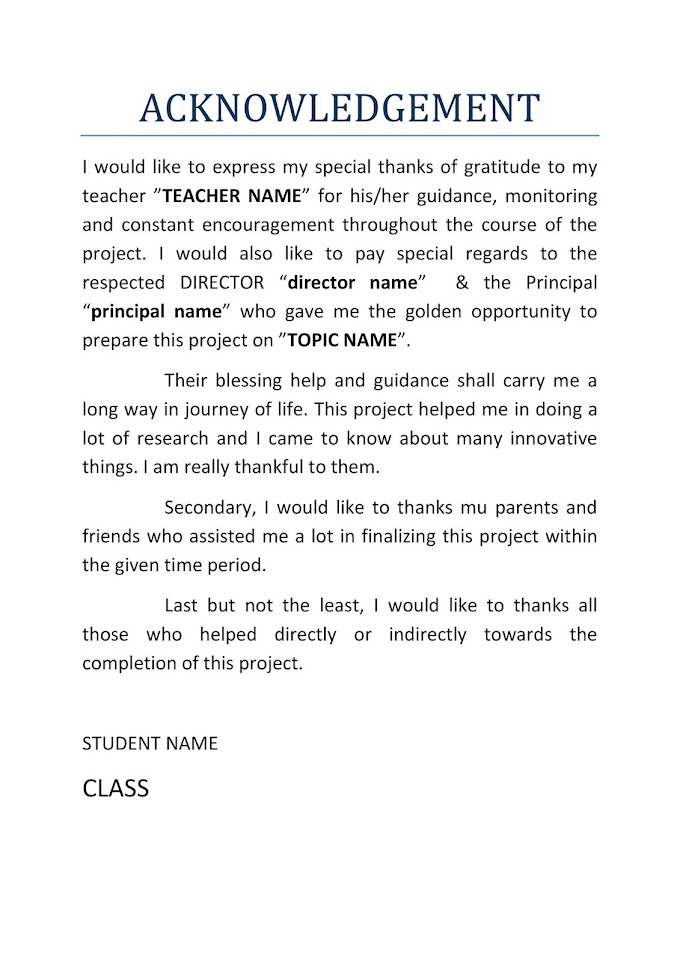 Acknowledgement For School Project Of Economics