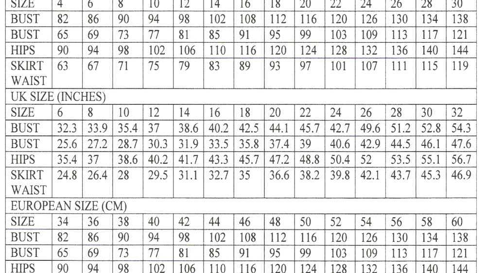 U.S. standard clothing size