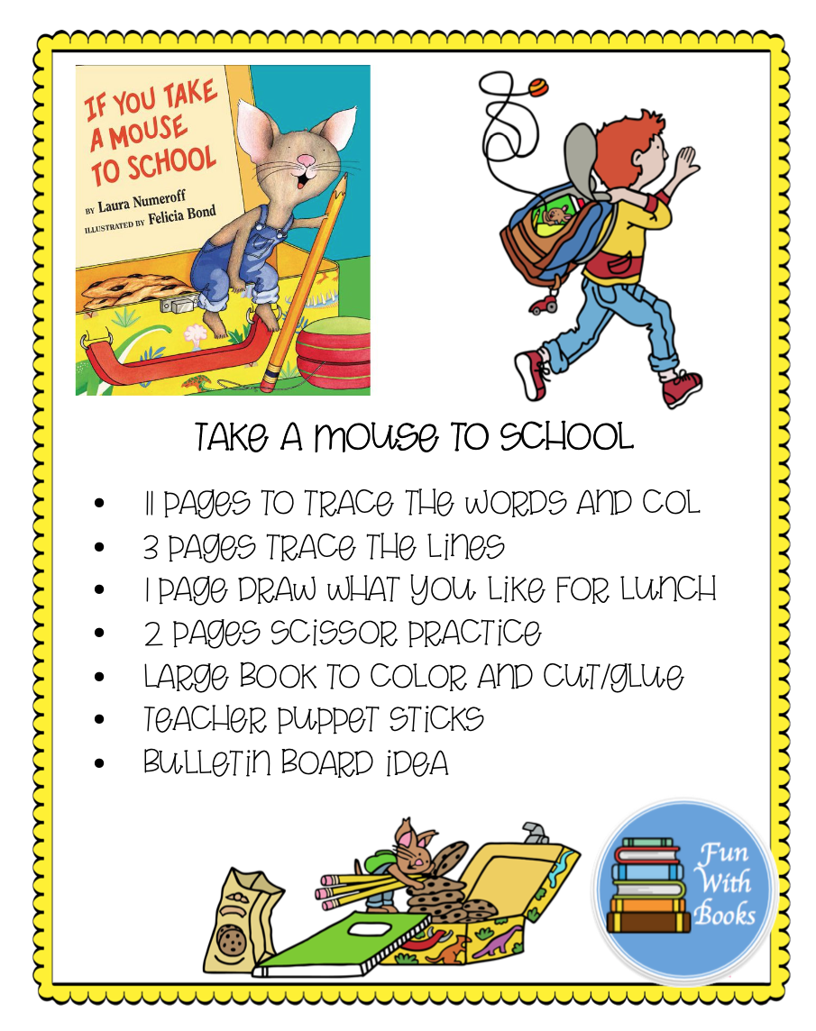 IF YOU TAKE A MOUSE TO SCHOOL TODDLER BOOK COMPANION ~ Book Units by Lynn