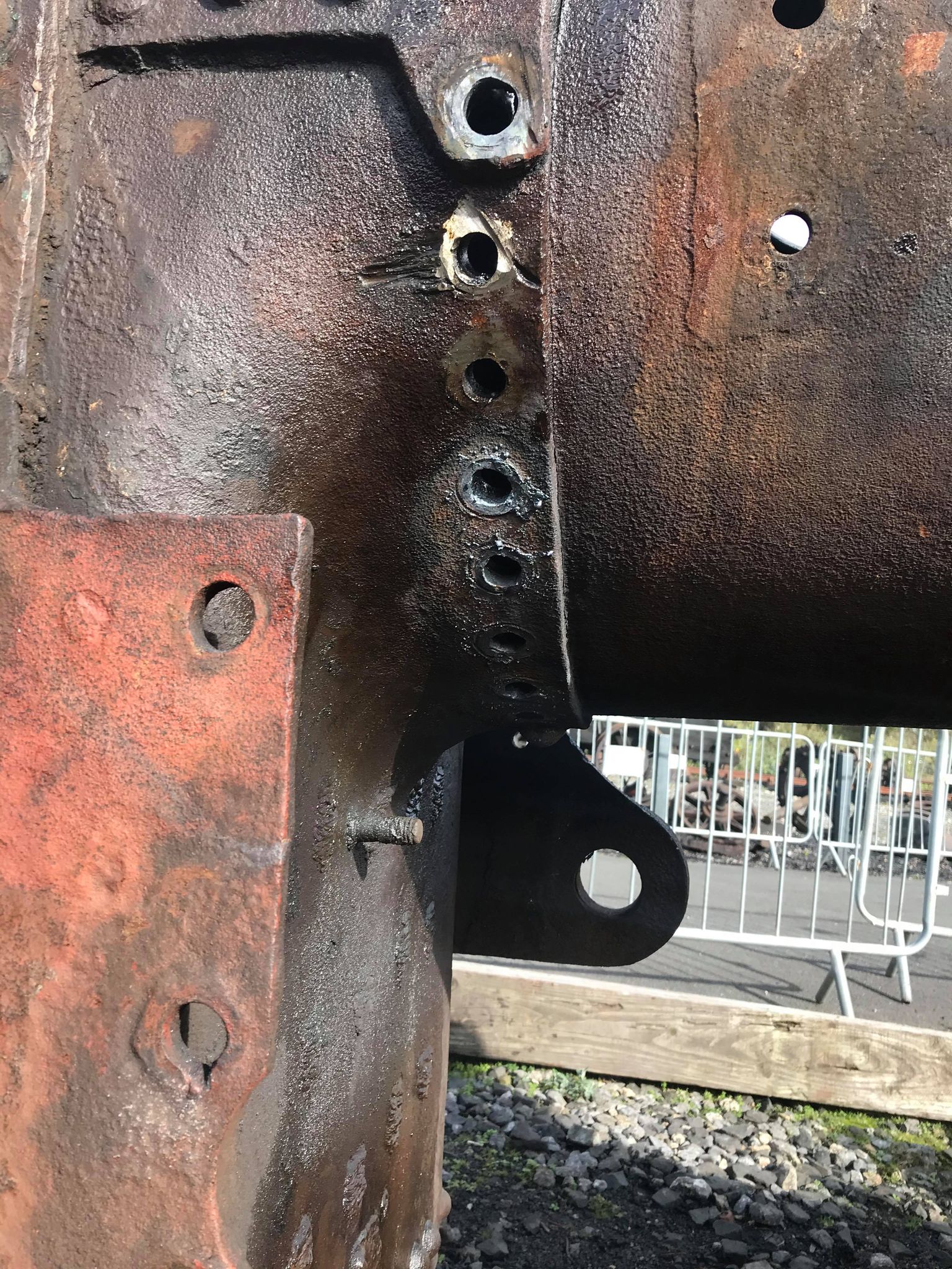 North Tyneside Steam Railway: Rivet work on the roller