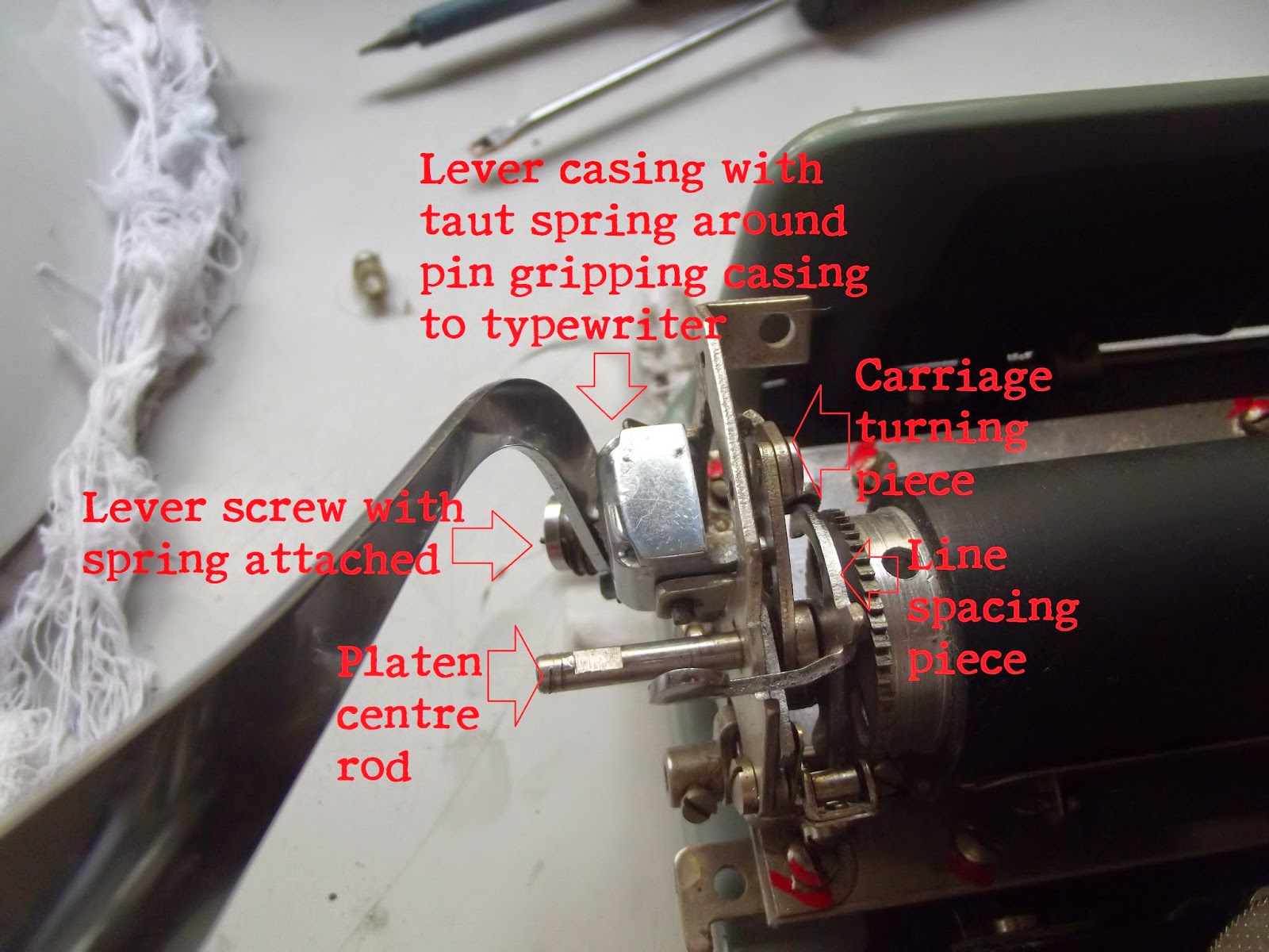oz.Typewriter: Replacing the carriage lever on a Royalite portable ...