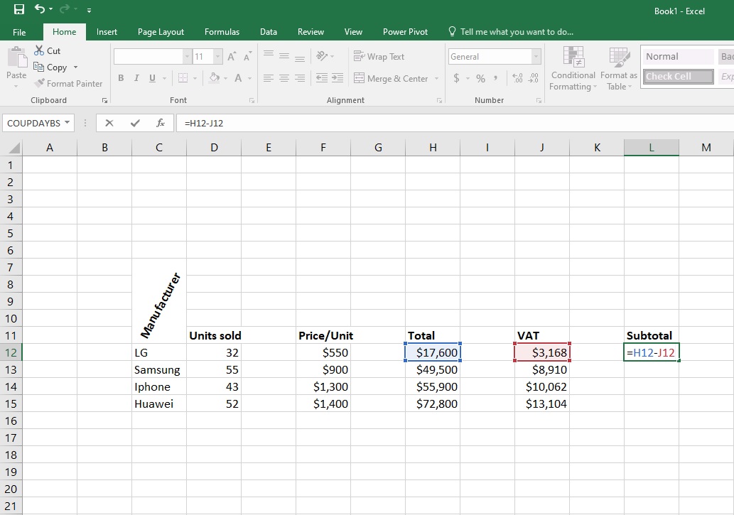 How to use math formulas in Excel