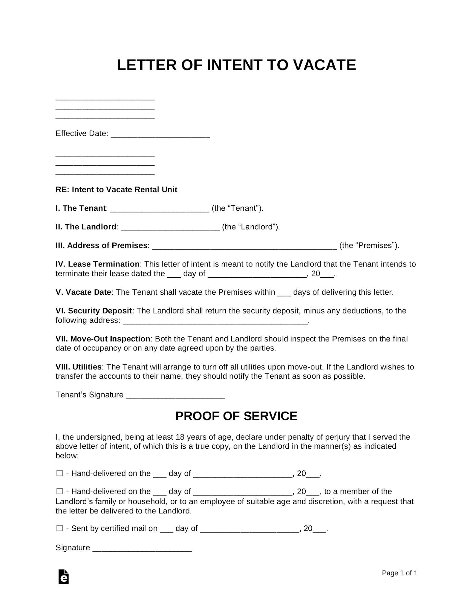 Notice Of Intent To Vacate Letter Template ~ Resume Letter