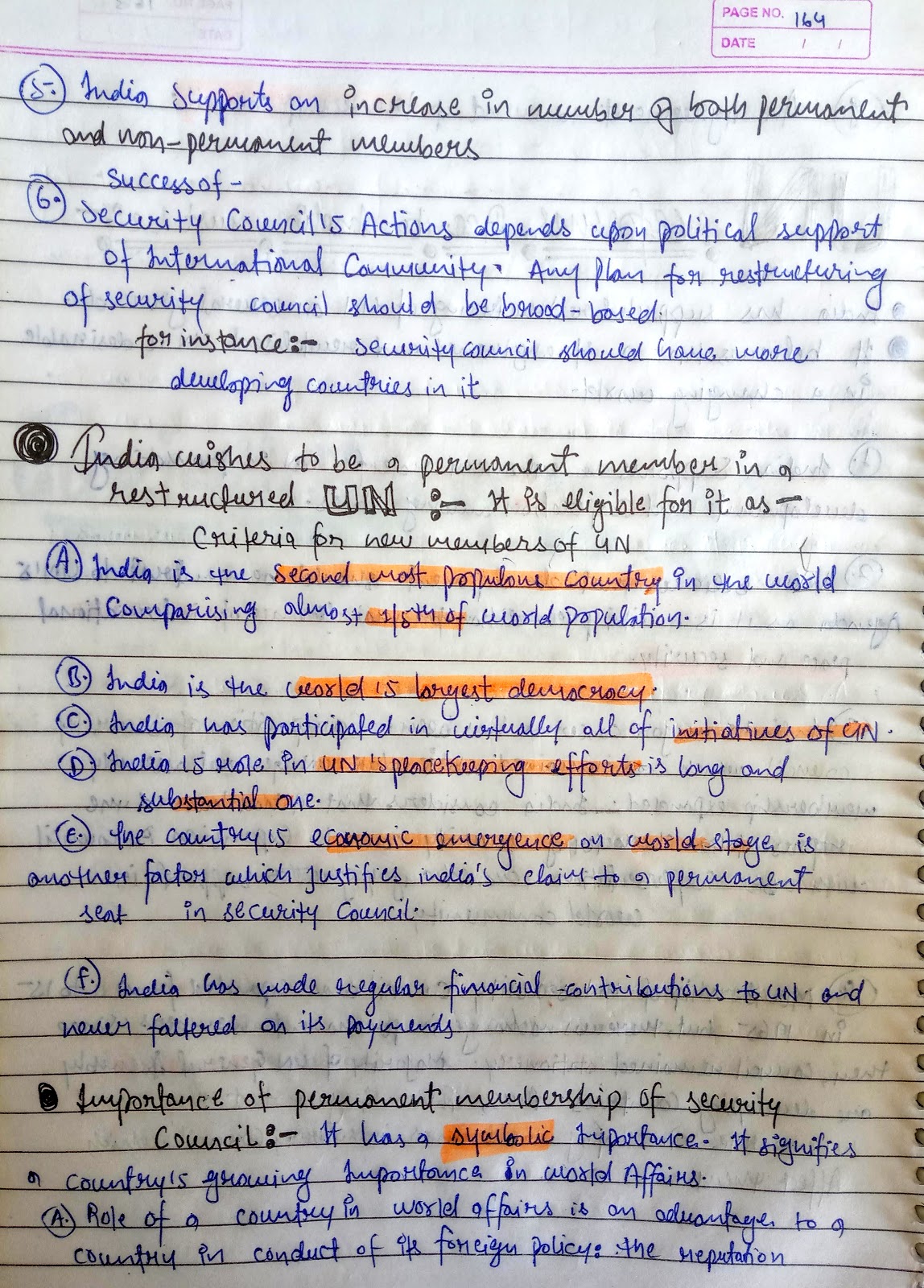 Handwritten notes of International Organisation - Political Science ...
