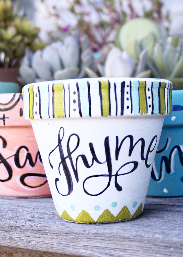 alisaburke: lettering on terracotta pots