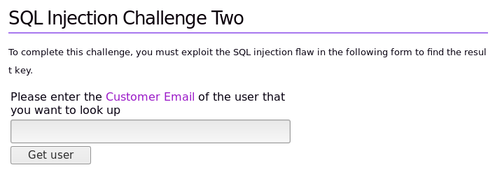 OWASP Security Shepherd Project - SQL Injection 2 (Injection Challenge)