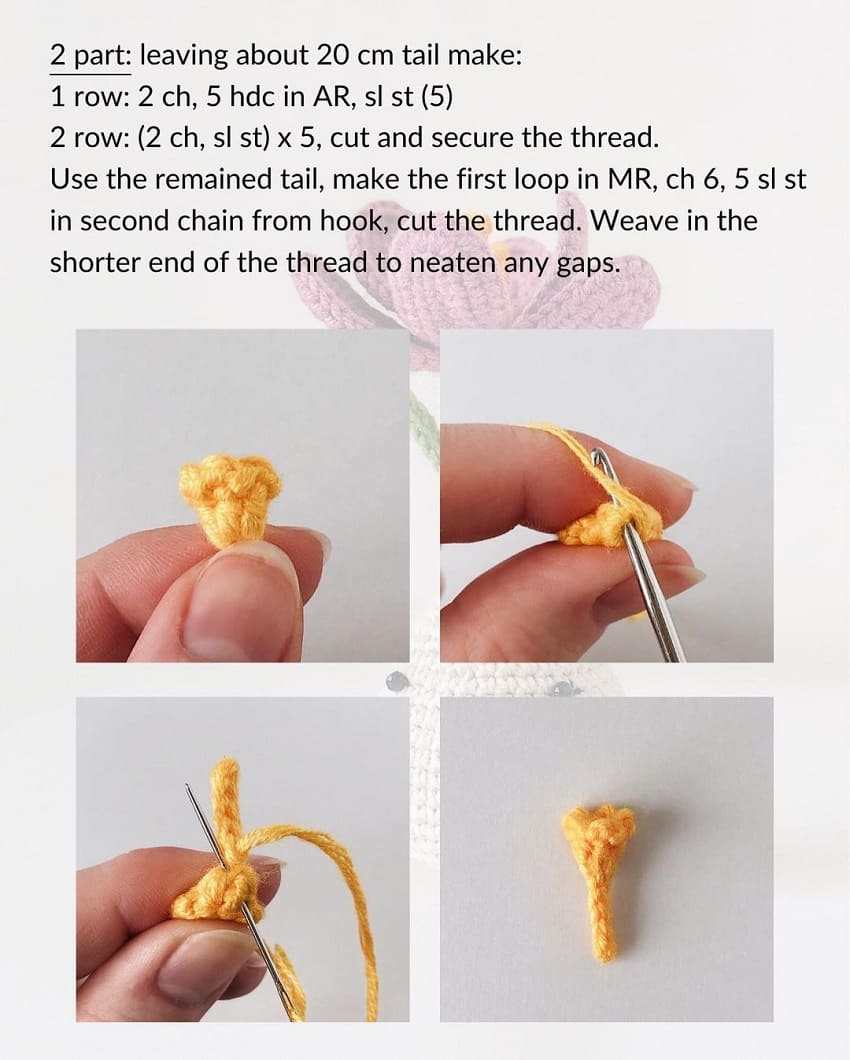 Flower crocus free crochet pattern | Amigurumi Space