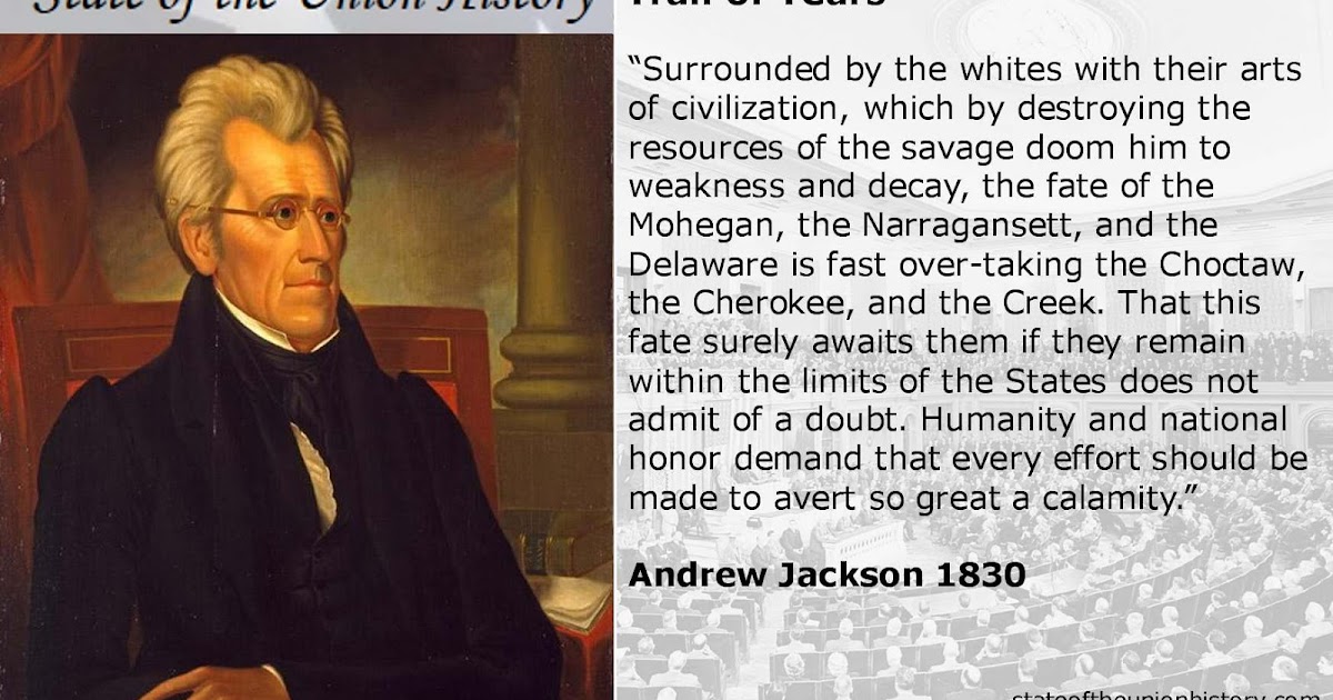 State of the Union History: 1829 Andrew Jackson - Trail of Tears