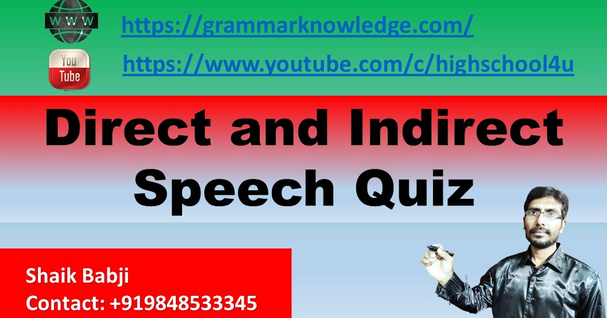 Direct and Indirect Speech Quiz | Reported Speech Quiz - 1 - Grammar ...