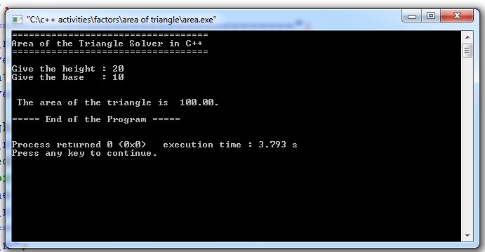 Free Programming Source Codes And Computer Programming Tutorials Area Of The Triangle Solver In C